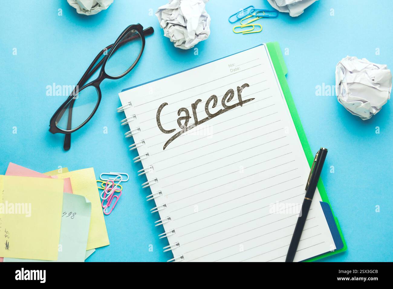 Career Text written on notebook page with glasses Stock Photo - Alamy
