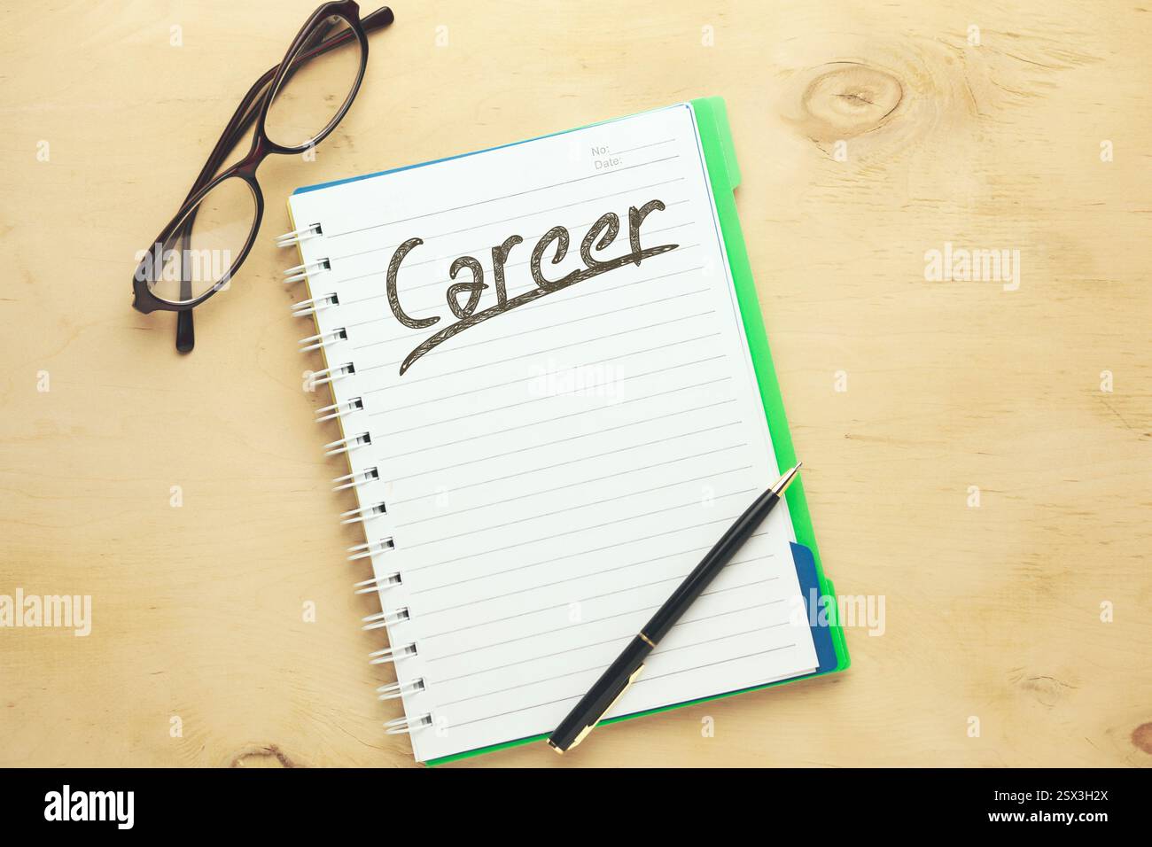 Career Text written on notebook page with glasses Stock Photo - Alamy