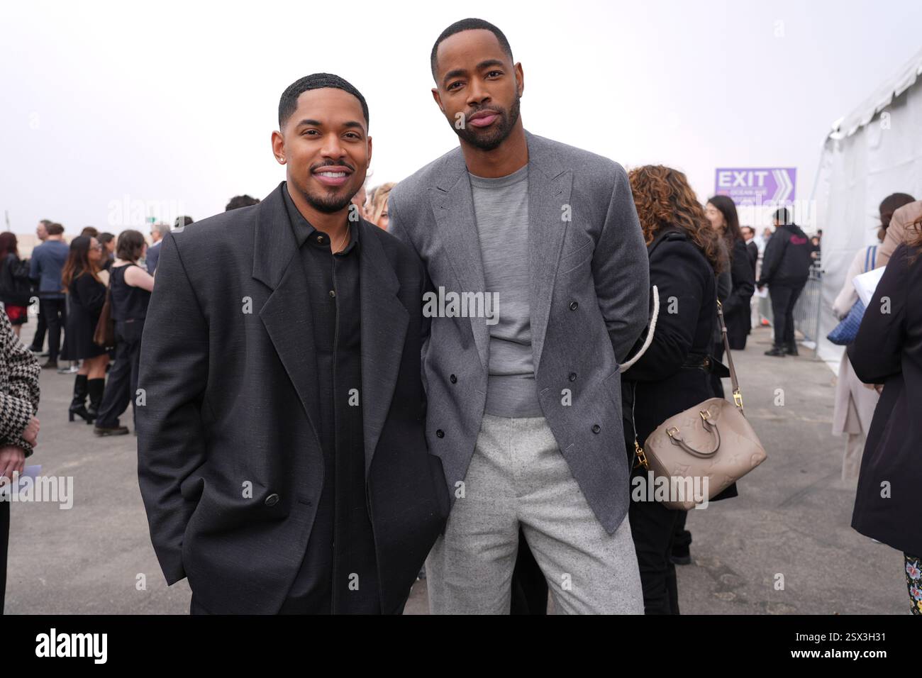 Kelvin Harrison Jr.. left, and Jay Ellis arrive at the Film Independent ...