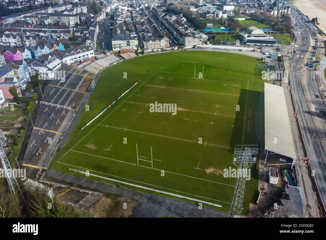 Swansea, Wales, UK. 22nd February 2025. General aerial view of St Helen ...