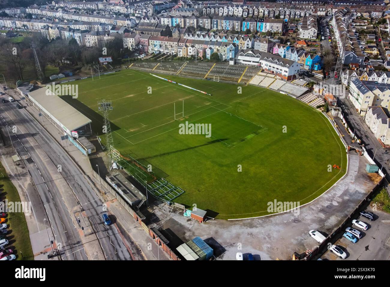 Swansea, Wales, UK. 22nd February 2025. General aerial view of St Helen ...