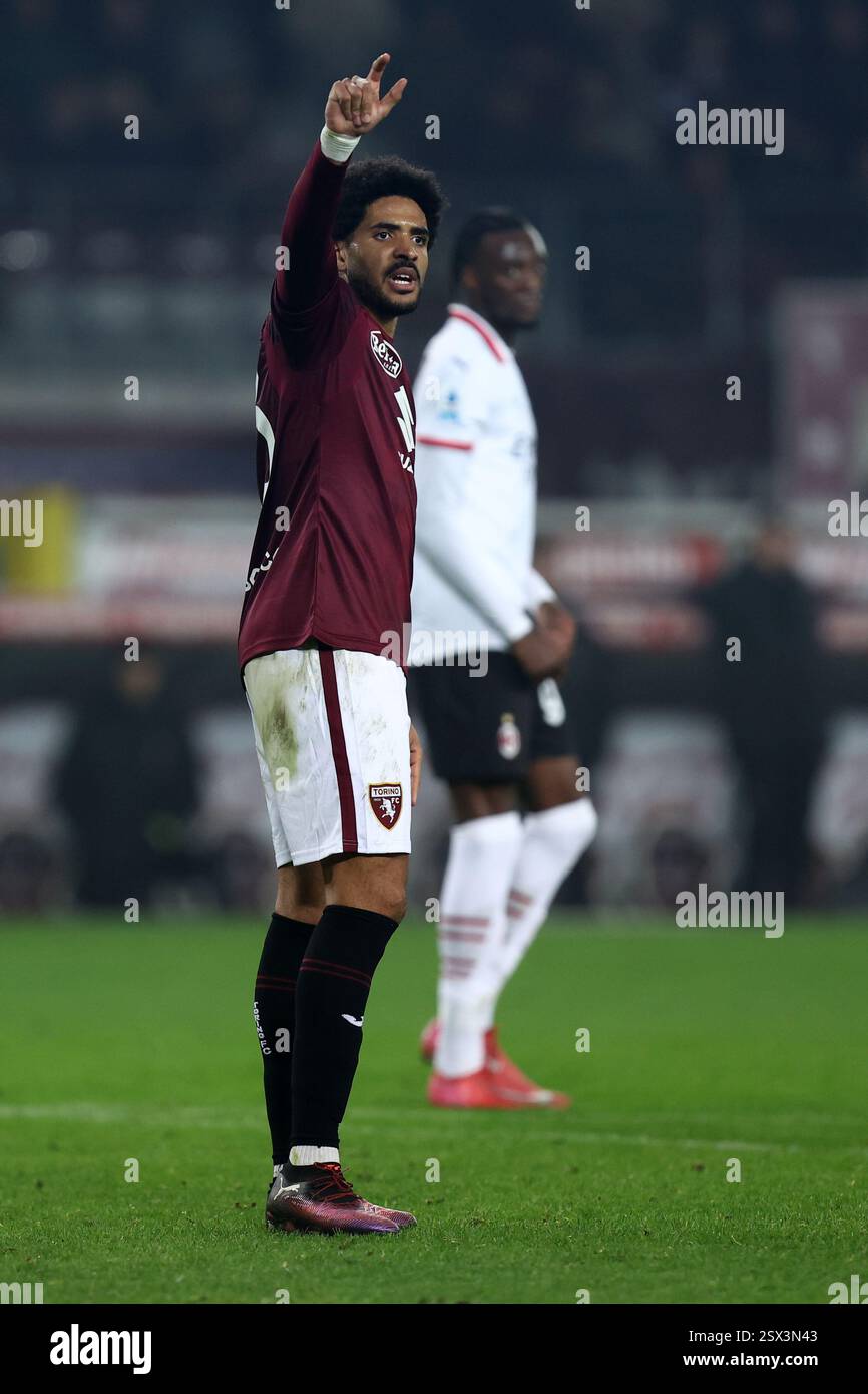 Torino, Italy. 22nd Feb, 2025. Saul Coco of Torino Fc gestures during ...