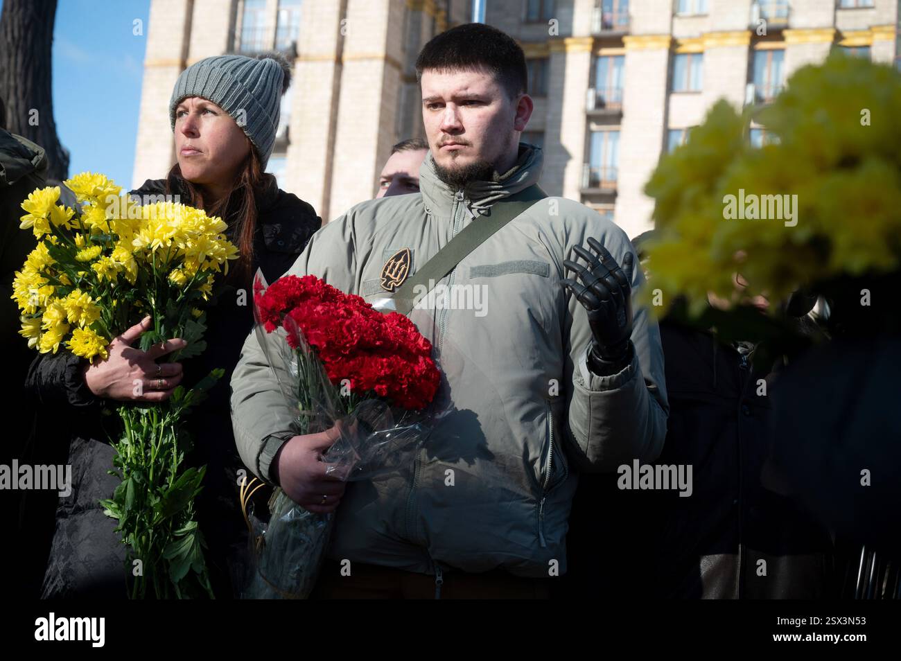 Non Exclusive: KYIV, UKRAINE - FEBRUARY 20, 2025 - A man with a ...