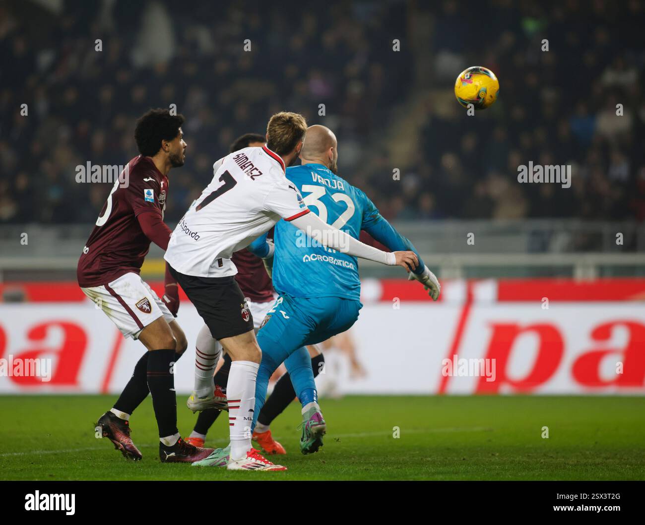 Turin, Italy. 22nd Feb, 2025. Vanja Milinkovic-Savic of Torino FC, Saúl ...