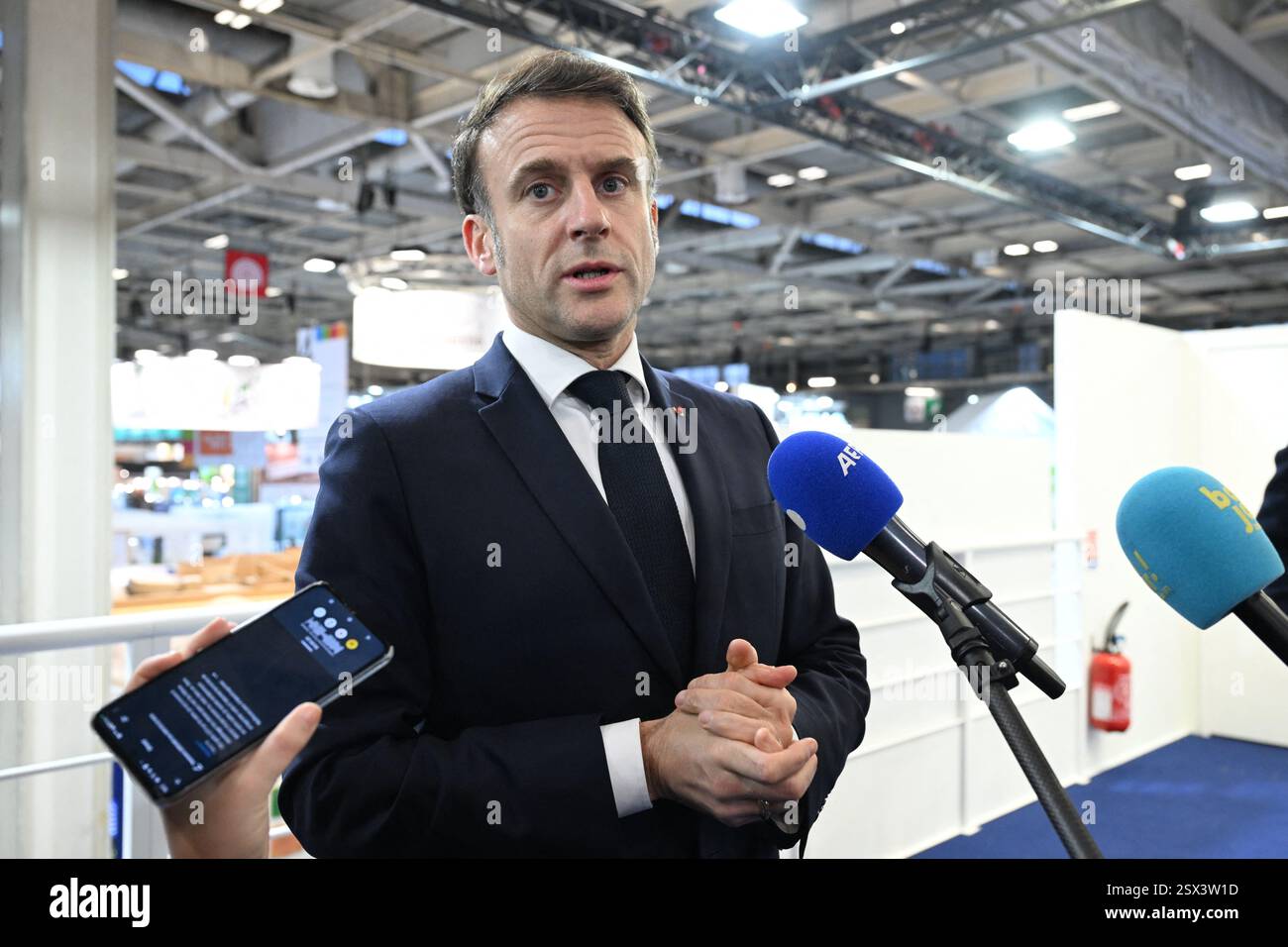 France's President Emmanuel Macron addresses the press after having ...