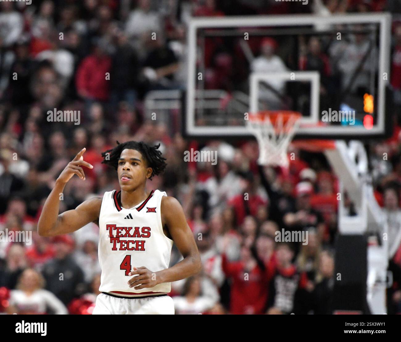Texas Tech guard Christian Anderson (4) gestures after scoring a 3 ...