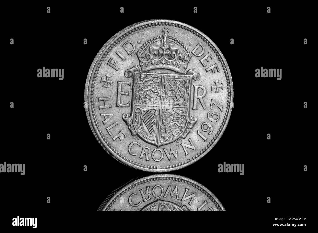 1967 Queen Elizabeth II Half Crown coin Stock Photo - Alamy