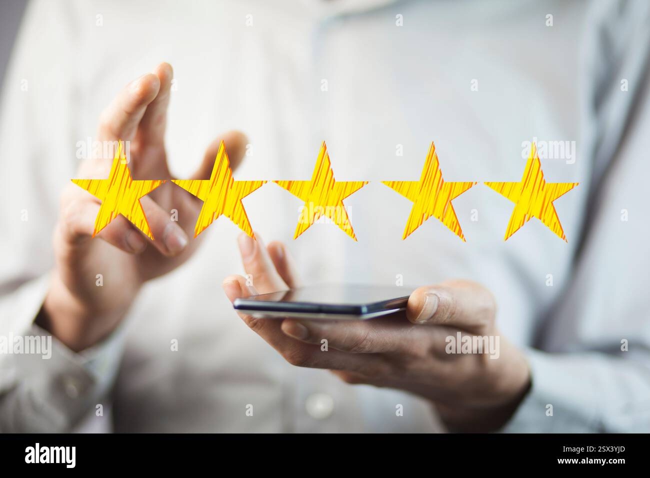 Concept view of ranking stars on a technology interface Stock Photo - Alamy