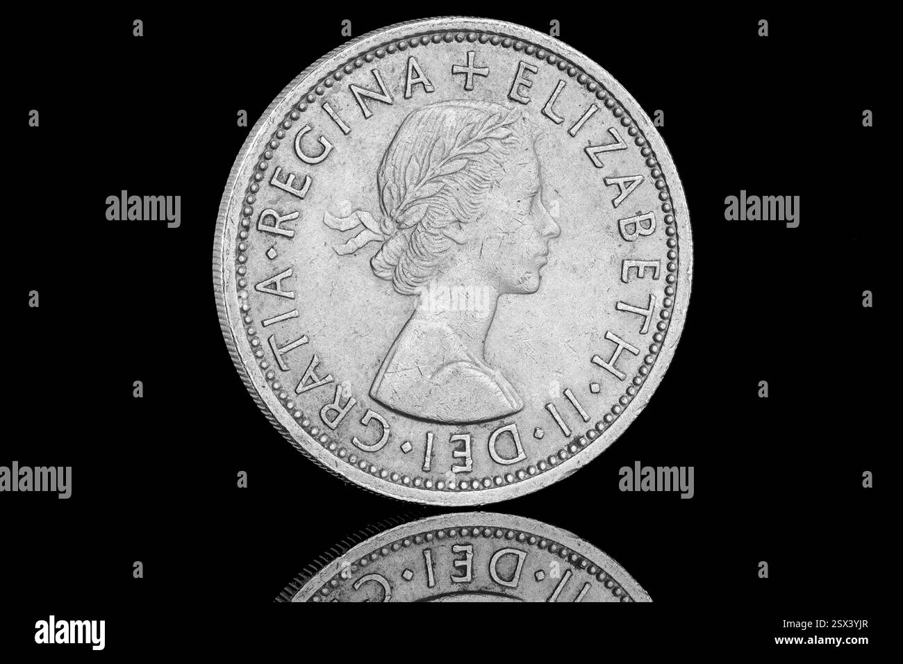 Queen Elizabeth II 2 Shillings obverse design by Mary Gillick Stock ...