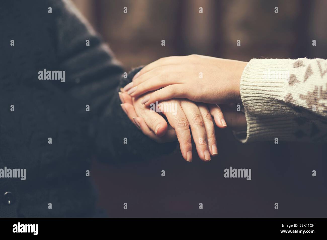 Helping hands, care for the elderly concept Stock Photo - Alamy