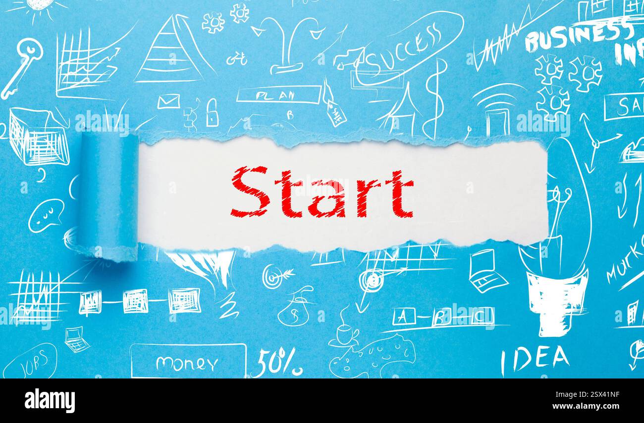 The word start written on torn paper Stock Photo - Alamy