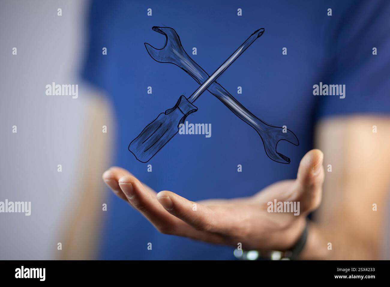 White settings in hand icon hi-res stock photography and images - Alamy