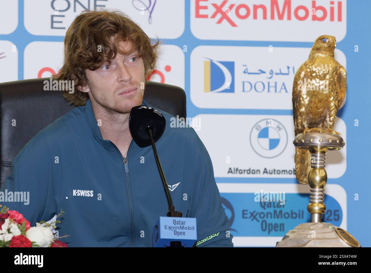 Press conference Andrey Rublev of Russia during the 2025 Qatar ...