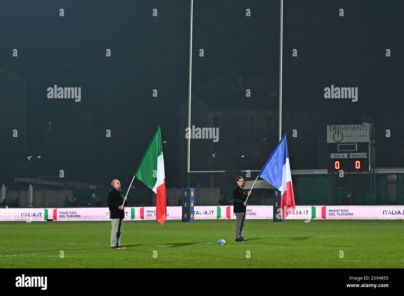 Monigo, Italy. 22nd Feb, 2025. Flags of teams during the match Italy vs ...