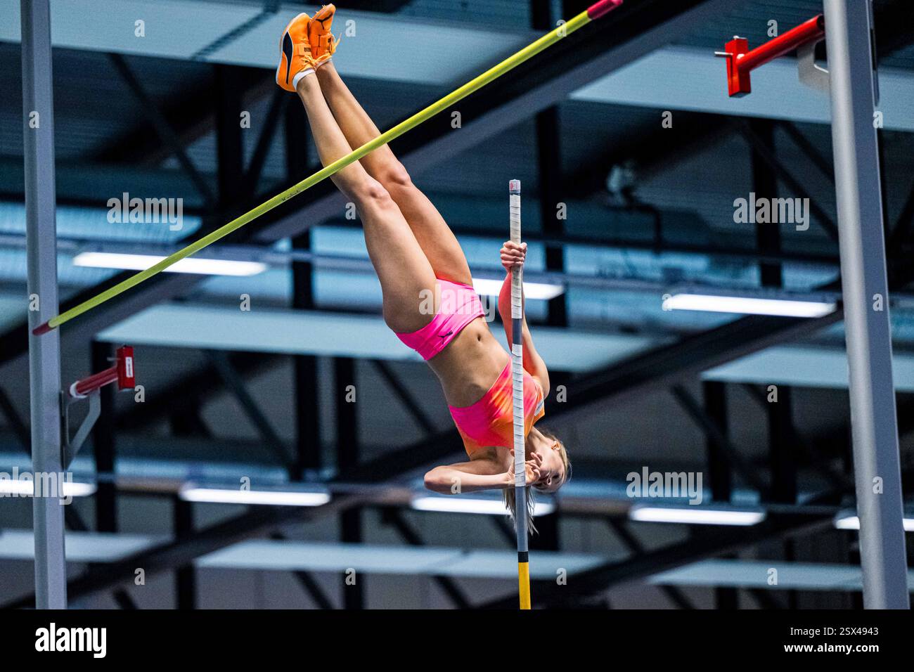 250222 Embla Matilde Njerve of Bergens TF competes in women's pole ...
