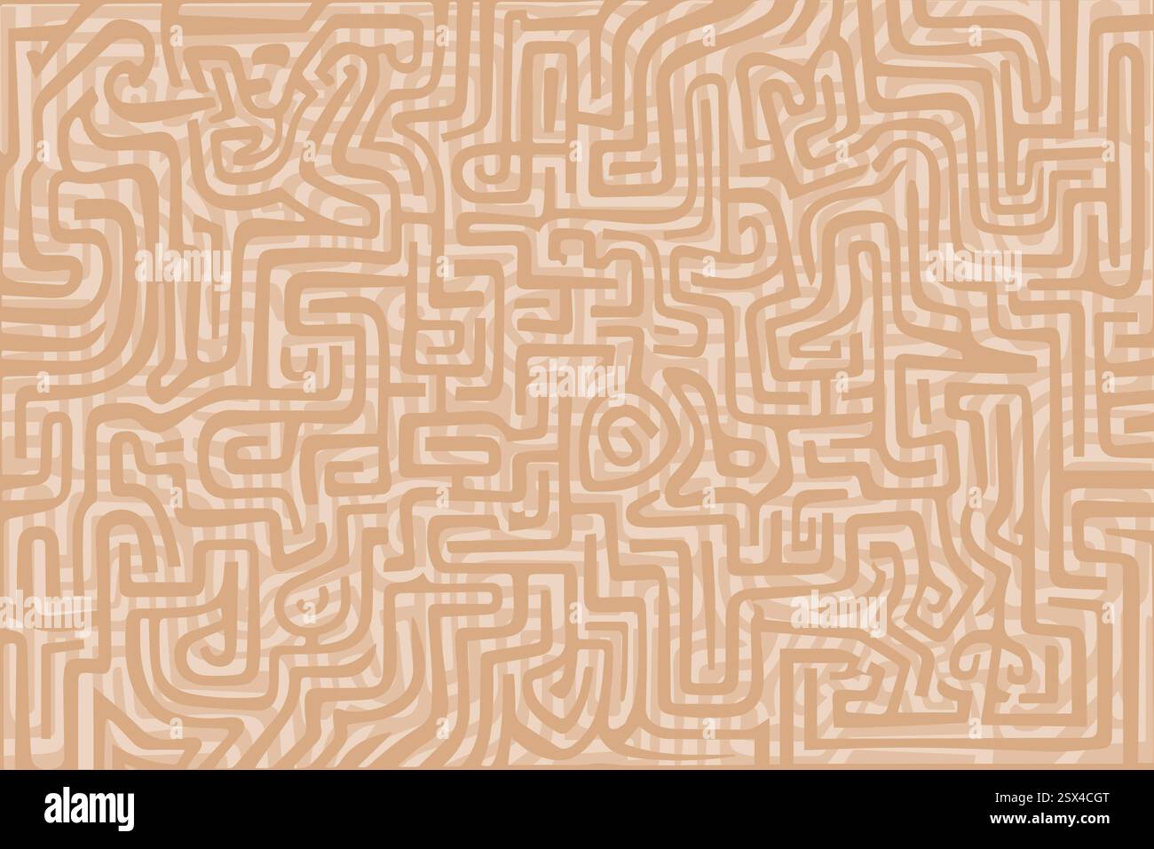 Intricate maze design with winding paths and loops in warm tones Stock ...
