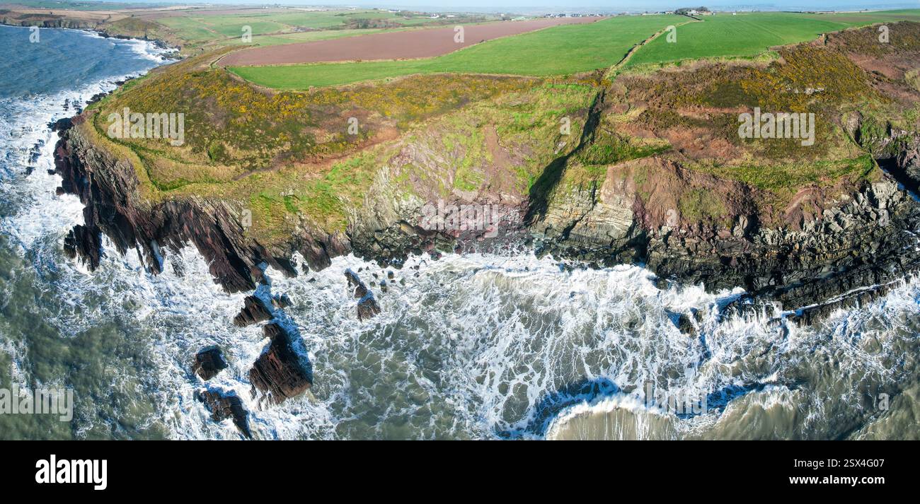 Aerial view of the Ballycotton Cliff Walk, County Cork, Ireland ...
