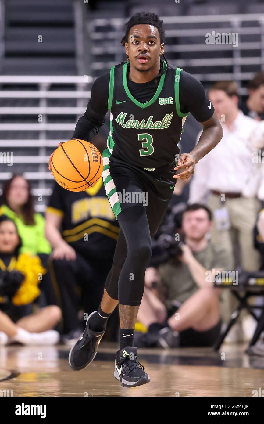 Boone, North Carolina, USA. 22nd Feb, 2025. Marshall Thundering Herd ...