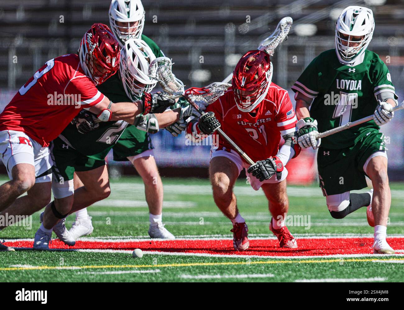 Piscataway, NJ, USA. 22nd Feb, 2025. Rutgers midfielder Shane Knobloch ...