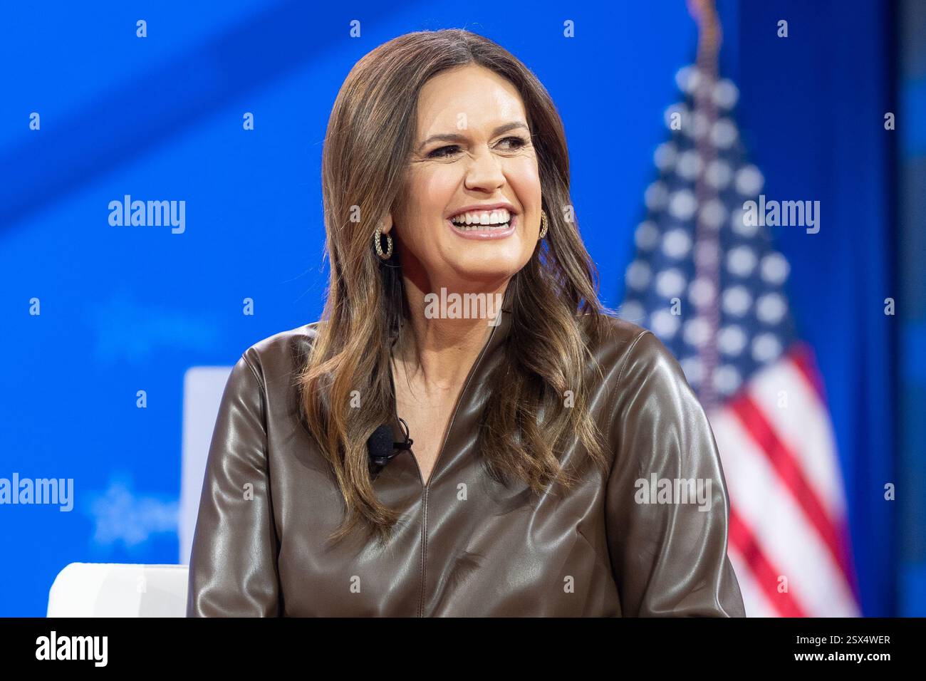 National Harbor, USA. 22nd Feb, 2025. Governor Sarah Huckabee Sanders ...