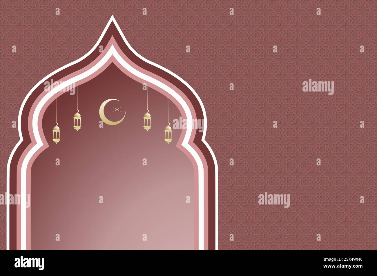 Islamic architecture window with lantern and moon, ramadan background ...