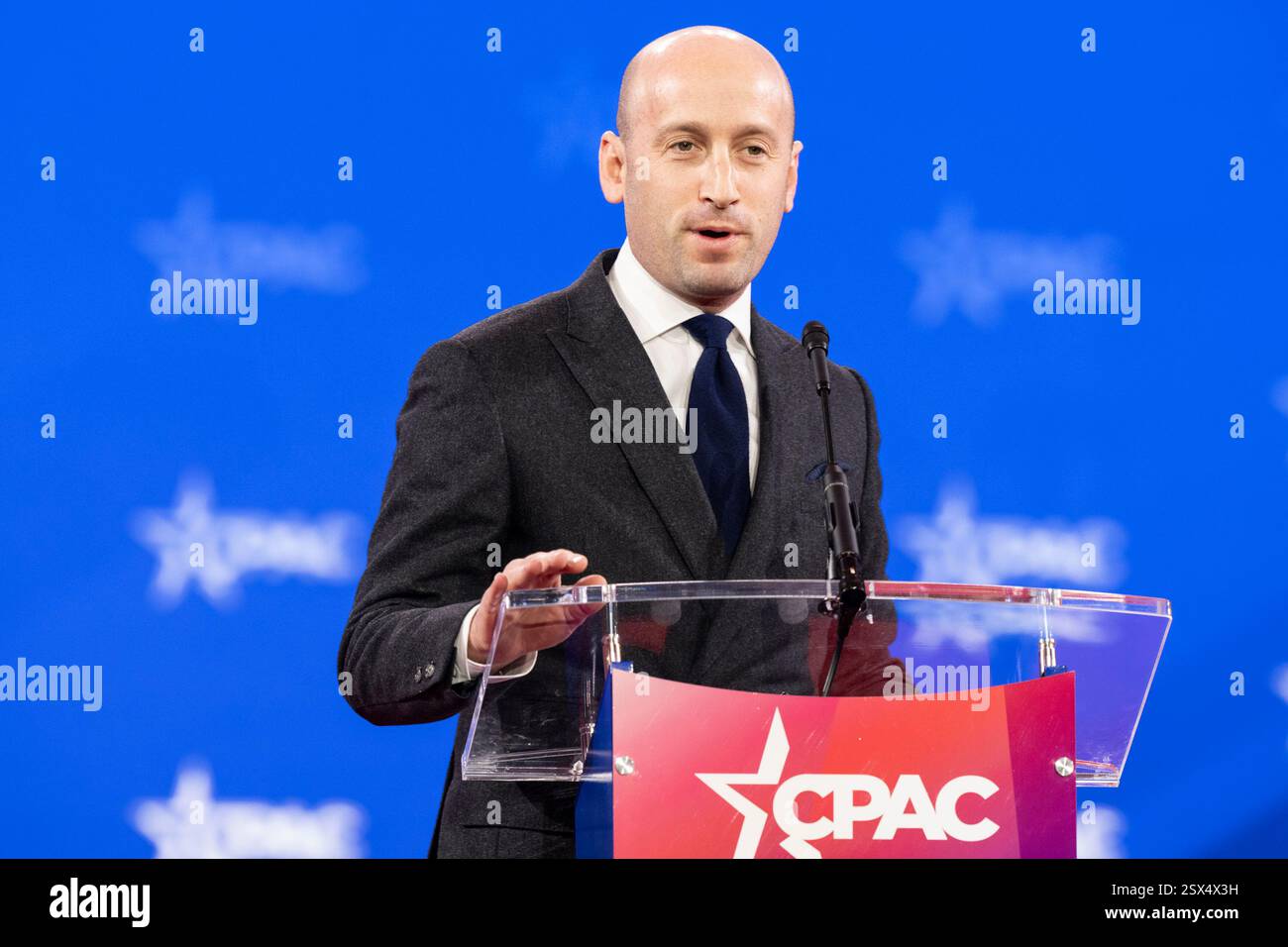 Stephen Miller speaks during 2025 CPAC Conference Day 3 at Gaylord ...