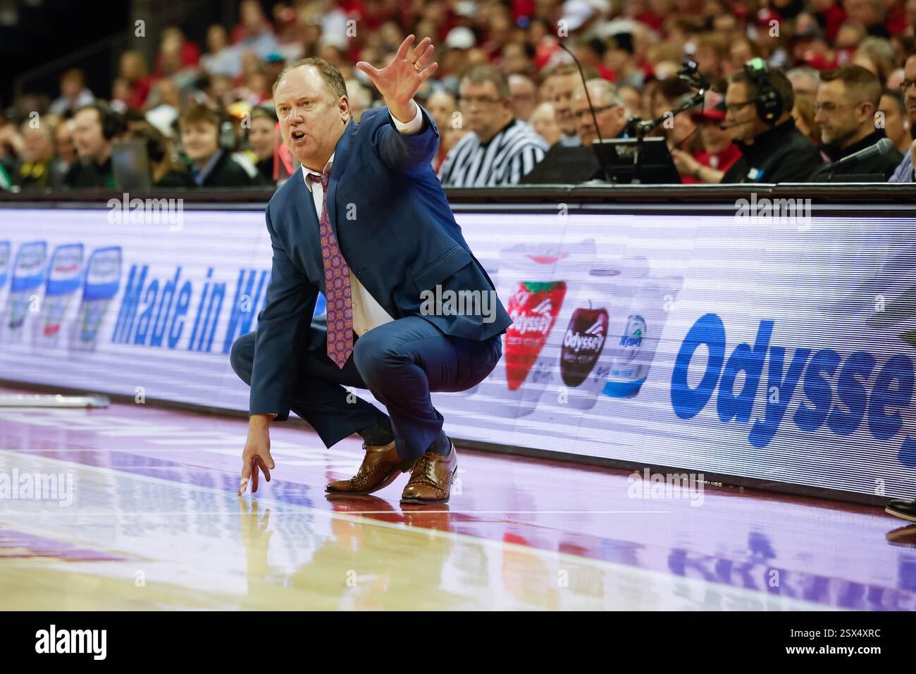February 22, 2025: Wisconsin Badgers head coach Greg Gard during the ...