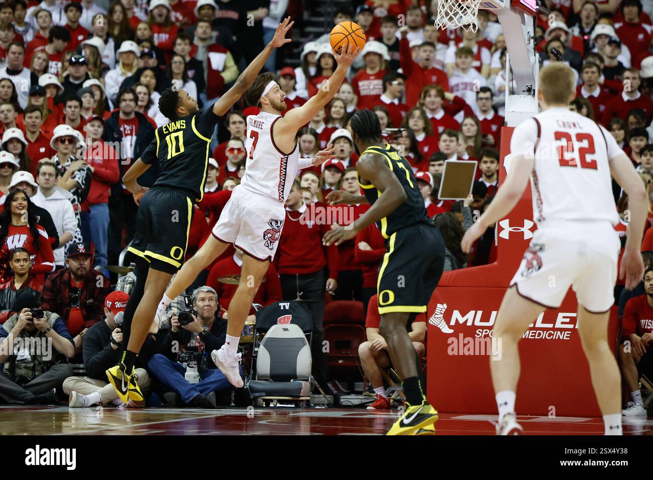 Madison, WI, USA. 22nd Feb, 2025. Wisconsin Badgers forward Carter ...