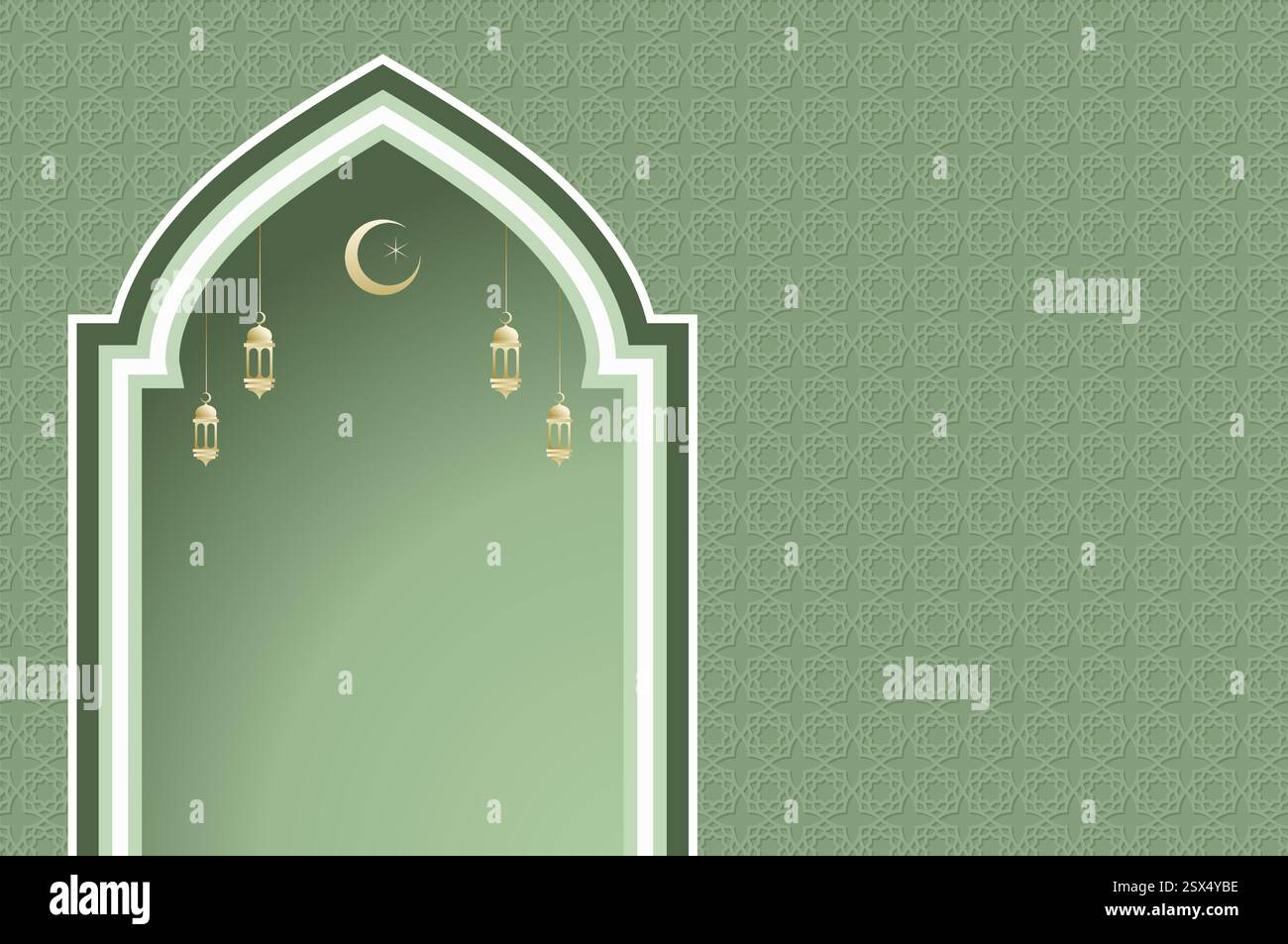 Islamic architecture window with lantern and moon, ramadan background ...