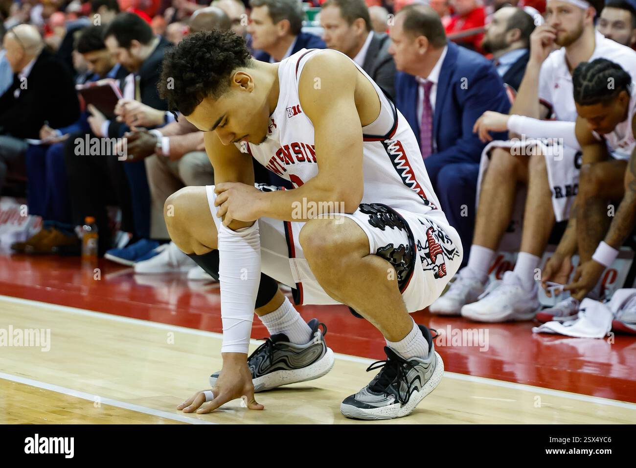 February 22, 2025: Wisconsin Badgers guard John Tonje (9) during the ...