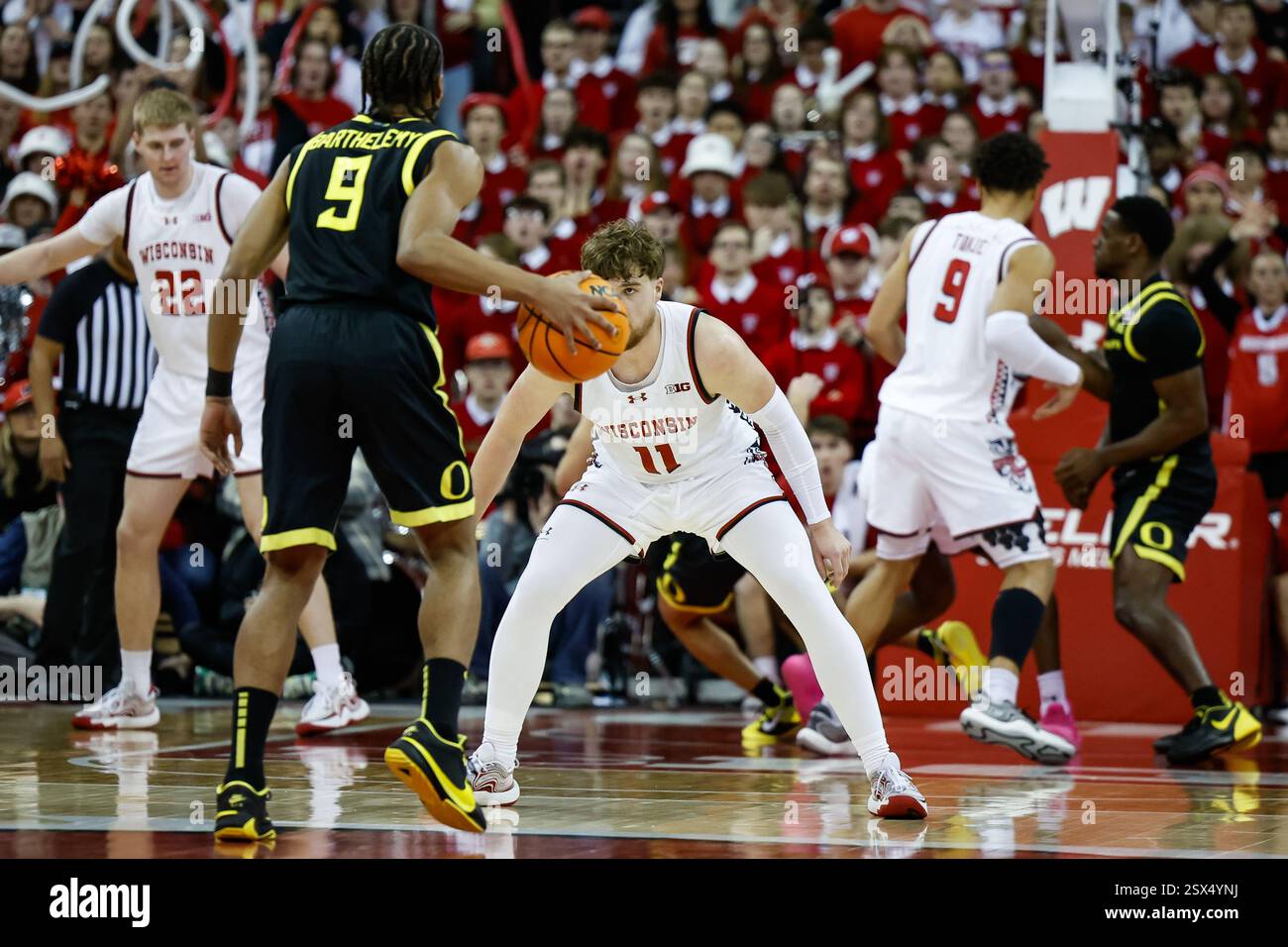 February 22, 2025: Wisconsin Badgers guard Max Klesmit (11) during the ...