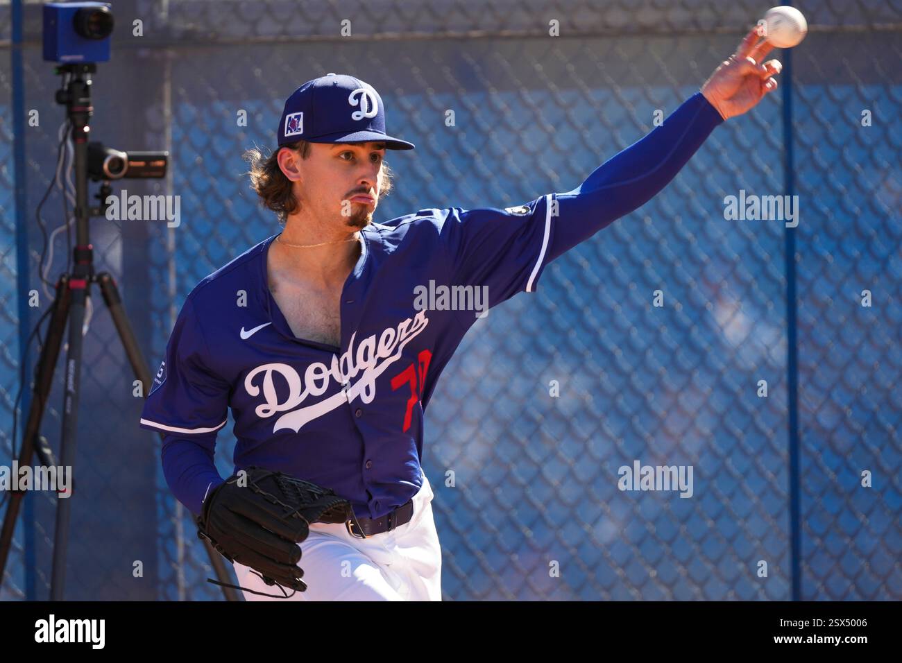 Los Angeles Dodgers pitcher Justin Wrobleski throws during a spring ...