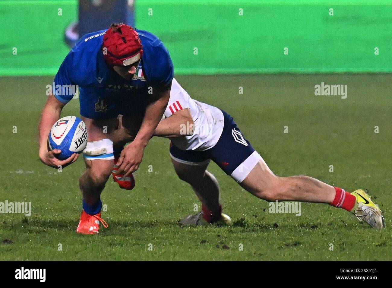 Monigo, Italy. 22nd Feb, 2025. Tackling during the match Italy vs ...