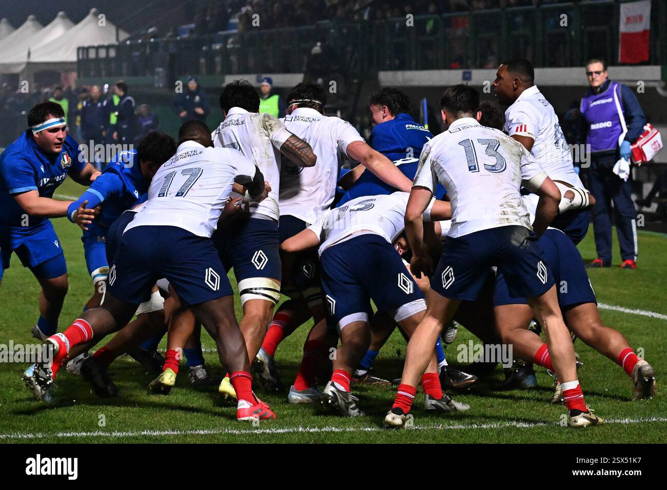 Monigo, Italy. 22nd Feb, 2025. Scrum during the match Italy vs. France ...