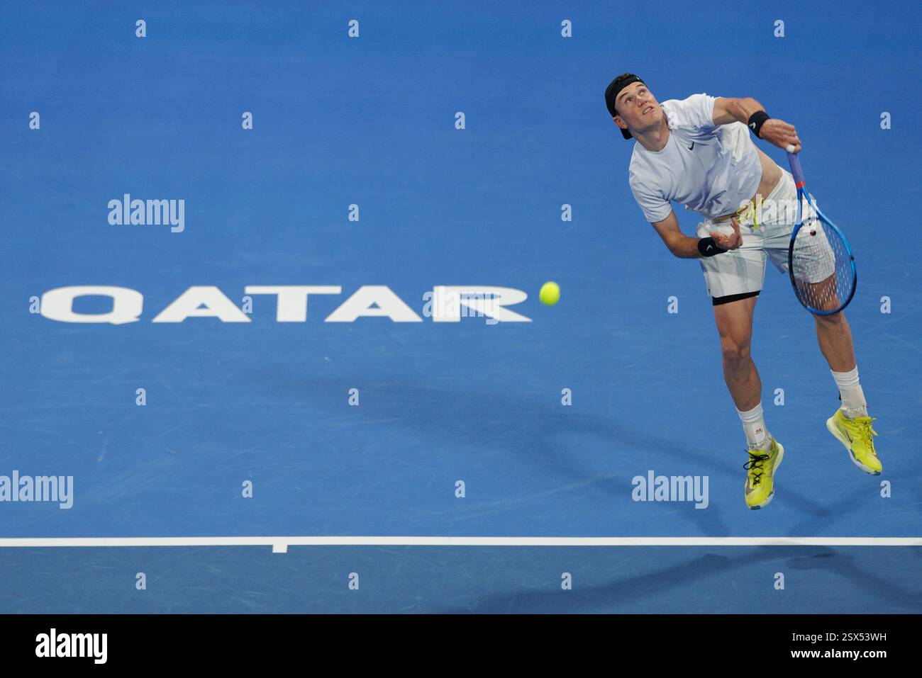 Jack Draper of Great Britain during the 2025 Qatar ExxonMobil Open, ATP ...