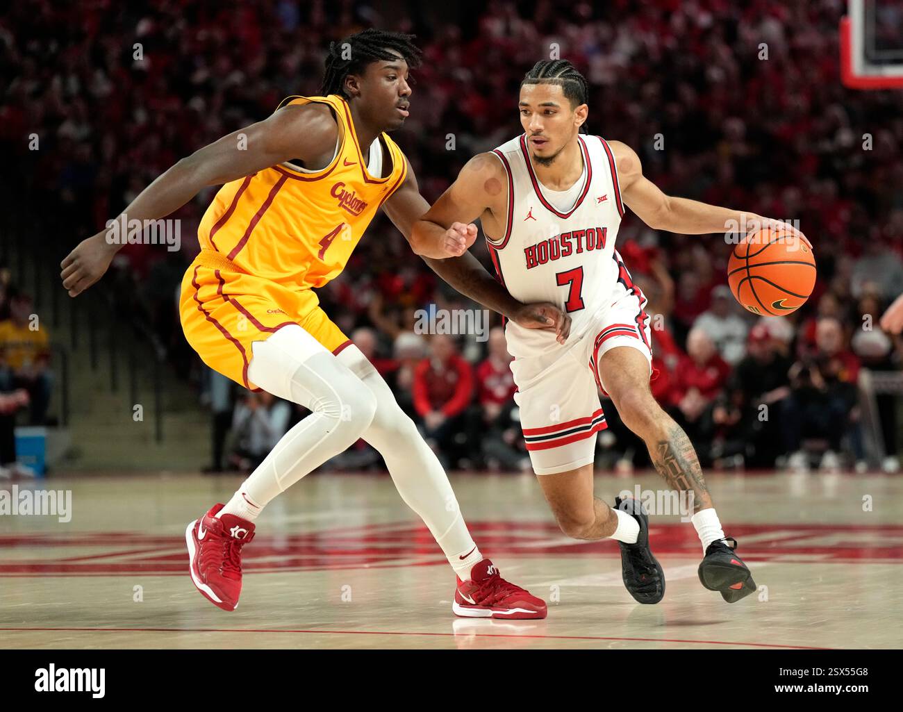 Iowa State guard Demarion Watson (4) defends against Houston guard ...