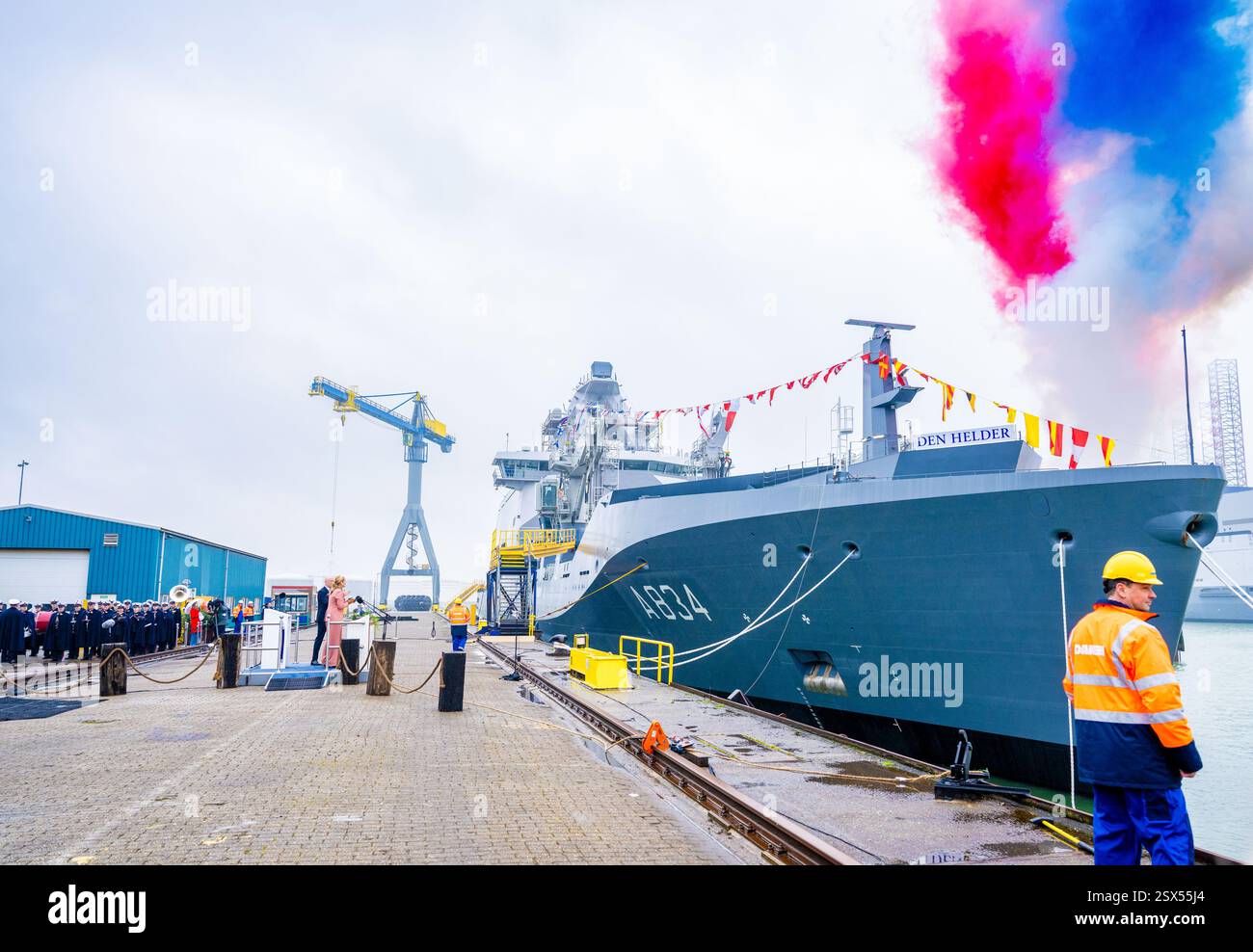 Princess Amalia at the christening of the Combat Support Ship Den ...