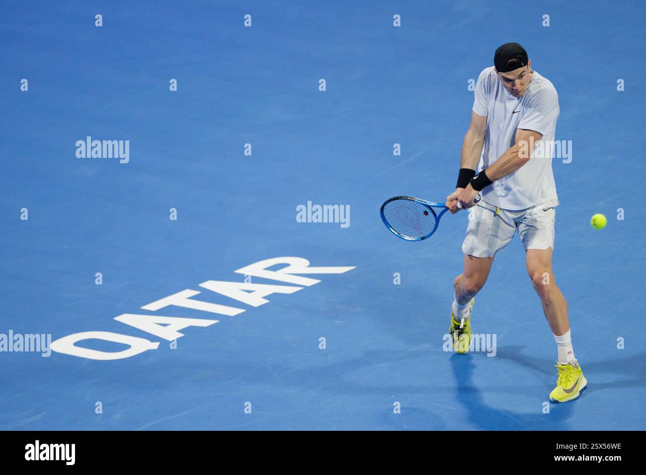 Jack Draper of Great Britain during the 2025 Qatar ExxonMobil Open, ATP ...