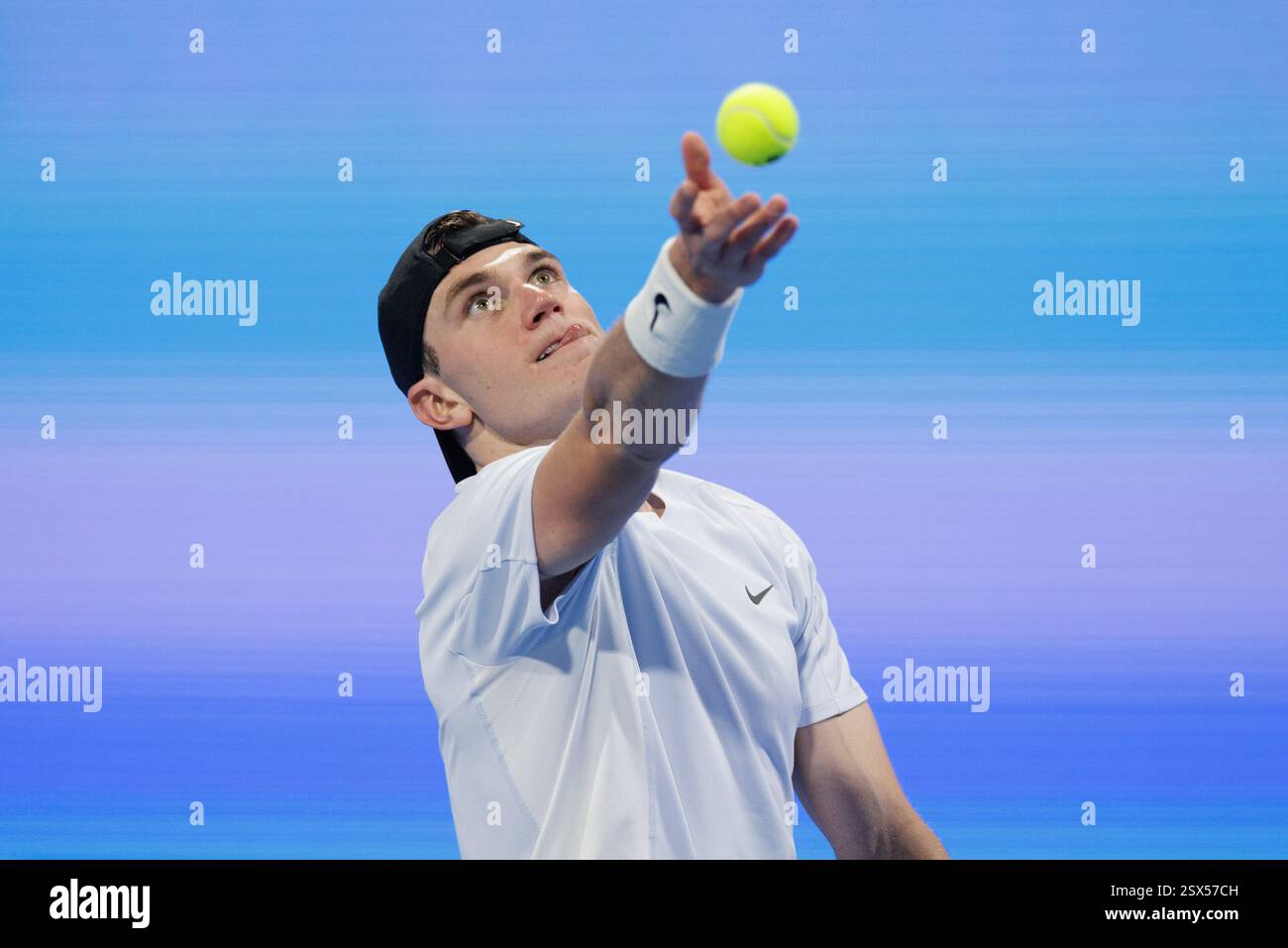 Jack Draper of Great Britain during the 2025 Qatar ExxonMobil Open, ATP ...