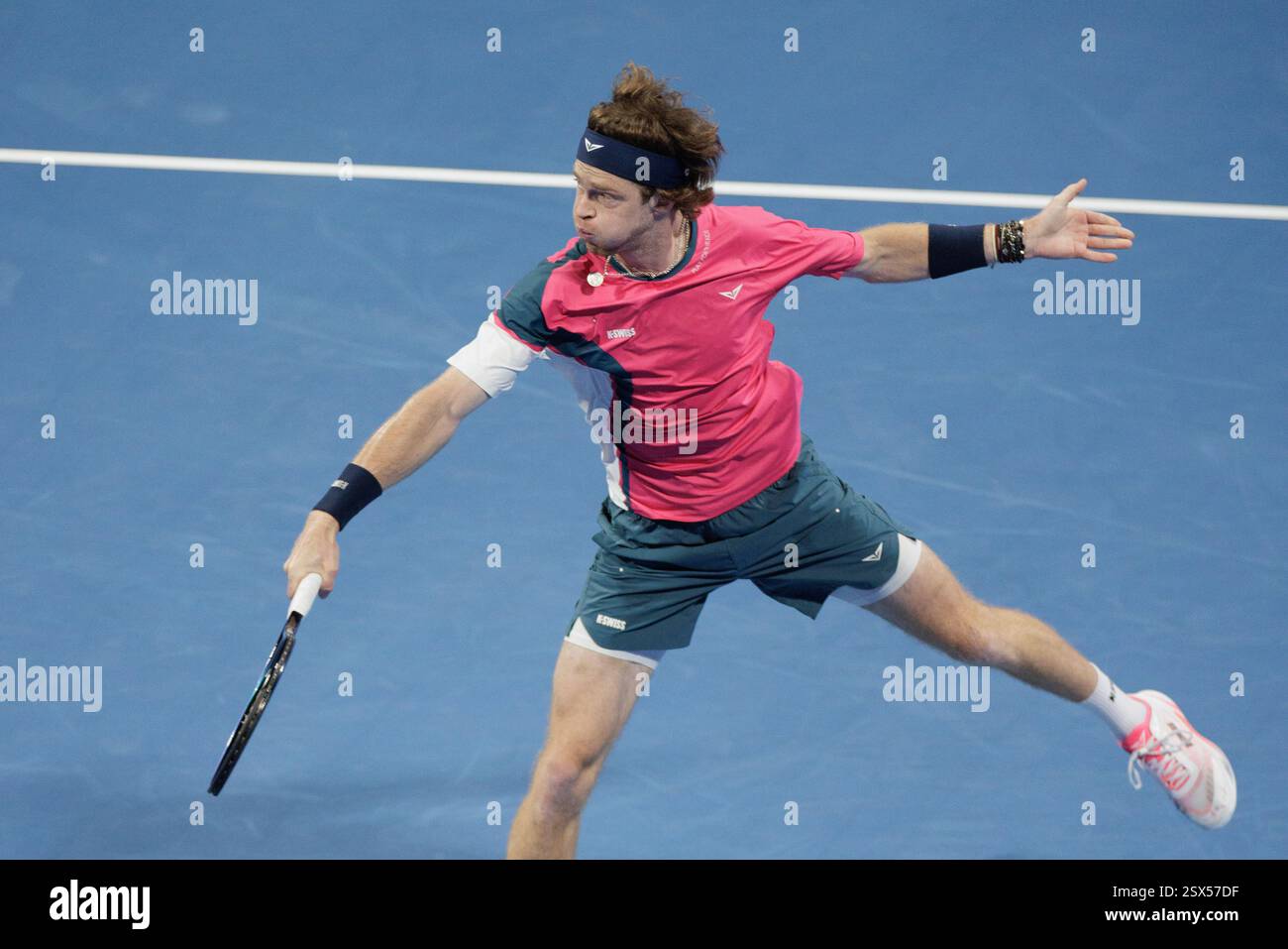 Andrey Rublev of Russia during the 2025 Qatar ExxonMobil Open, ATP 500 Tennis open on 22 ...