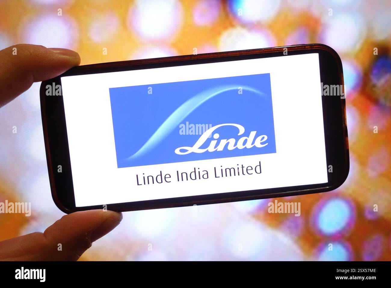 In this photo illustration, the Linde India company logo is seen ...