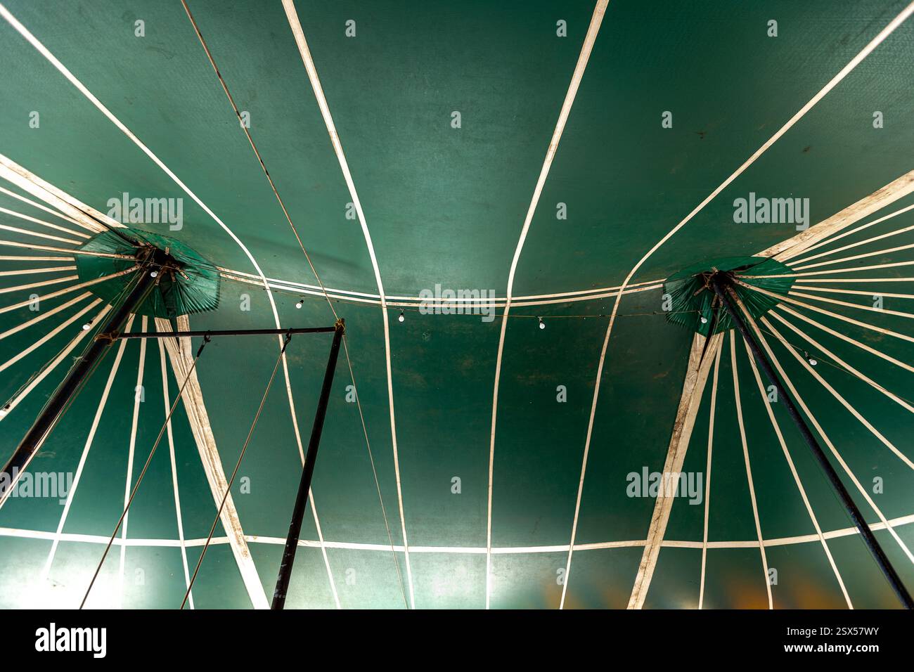 abstract images of a circus tent in green color with white stripes ...