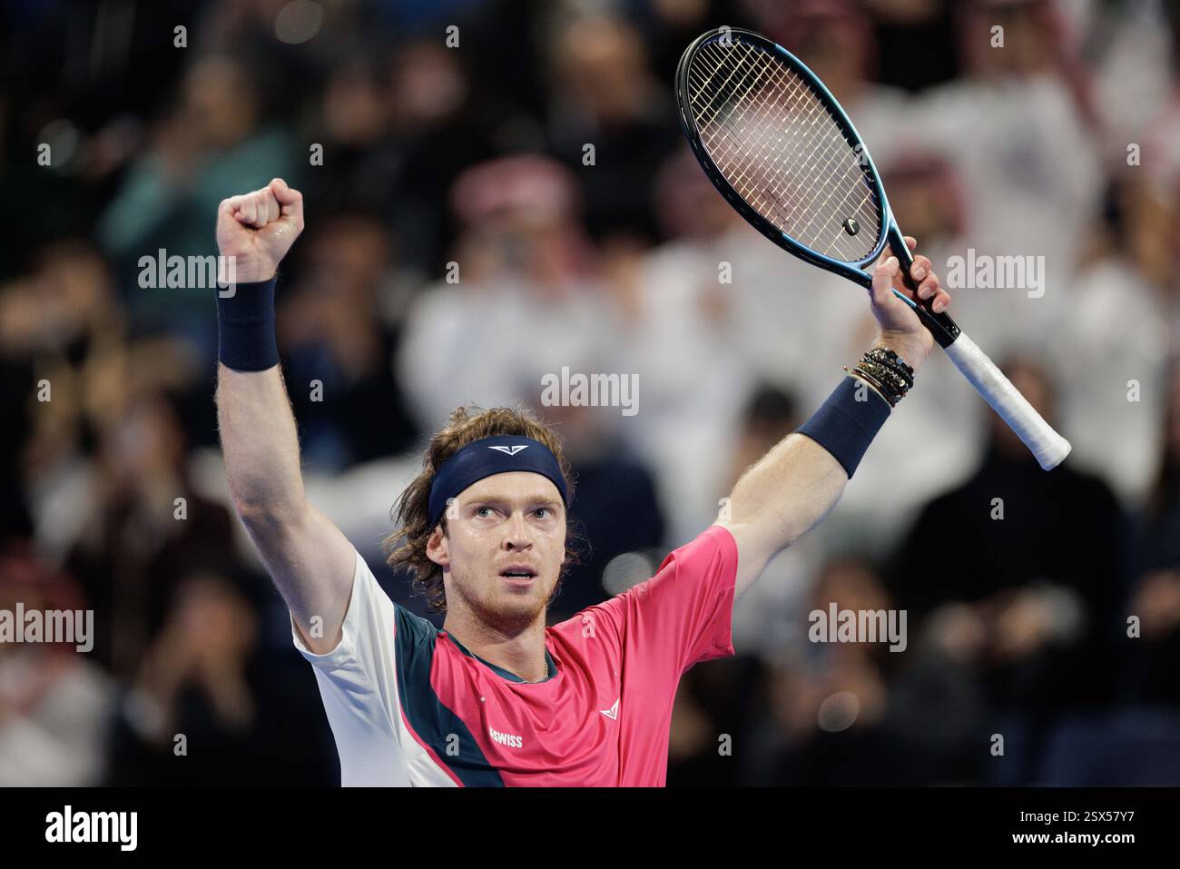 Andrey Rublev of Russia during the 2025 Qatar ExxonMobil Open, ATP 500 Tennis open on 22 ...