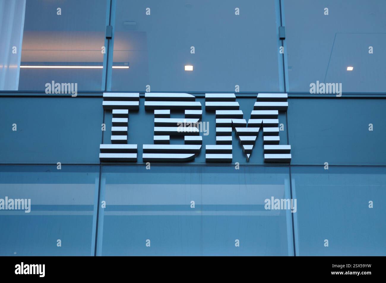 New York, USA. 21st Feb, 2025. An IBM office is seen in Manhattan, New ...