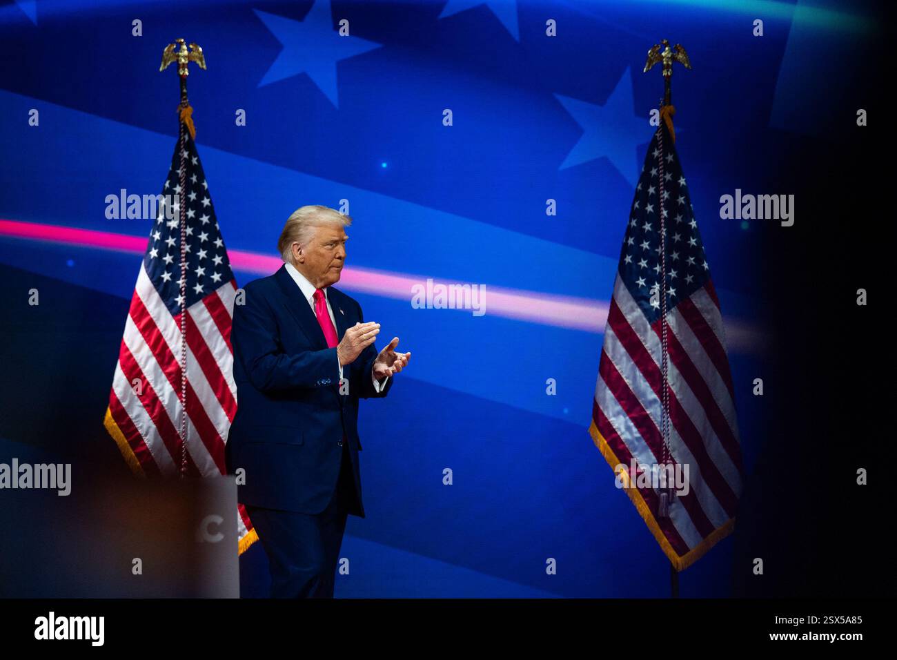 United States President President Donald J Trump speaks at the 2025 ...