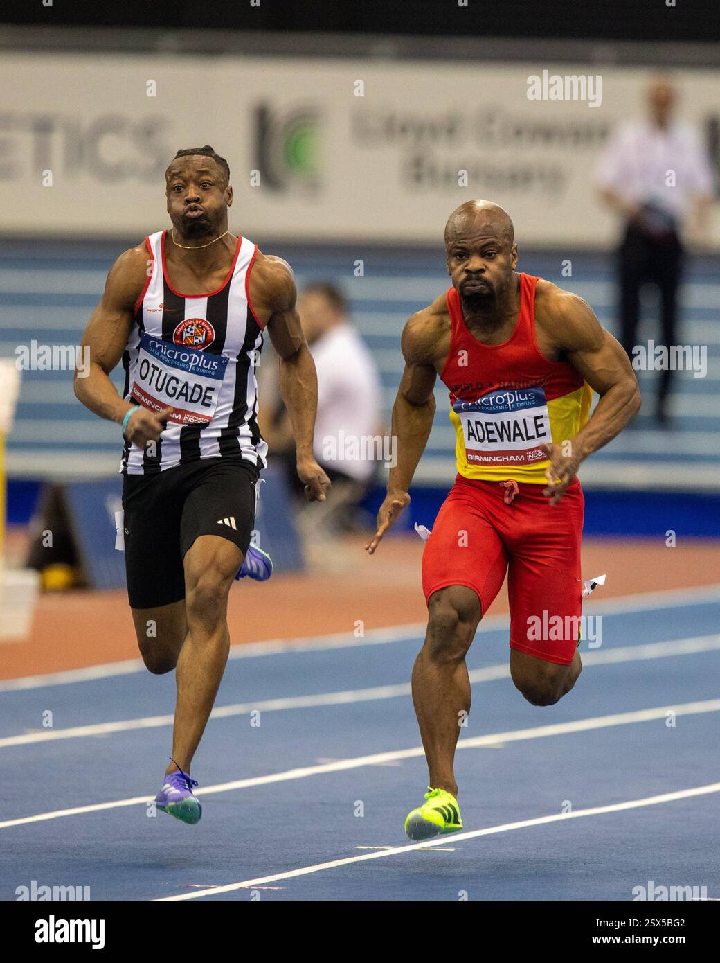 Utilita Arena, Birmingham, UK. 22nd Feb, 2025. Ade Adewale (right) and ...