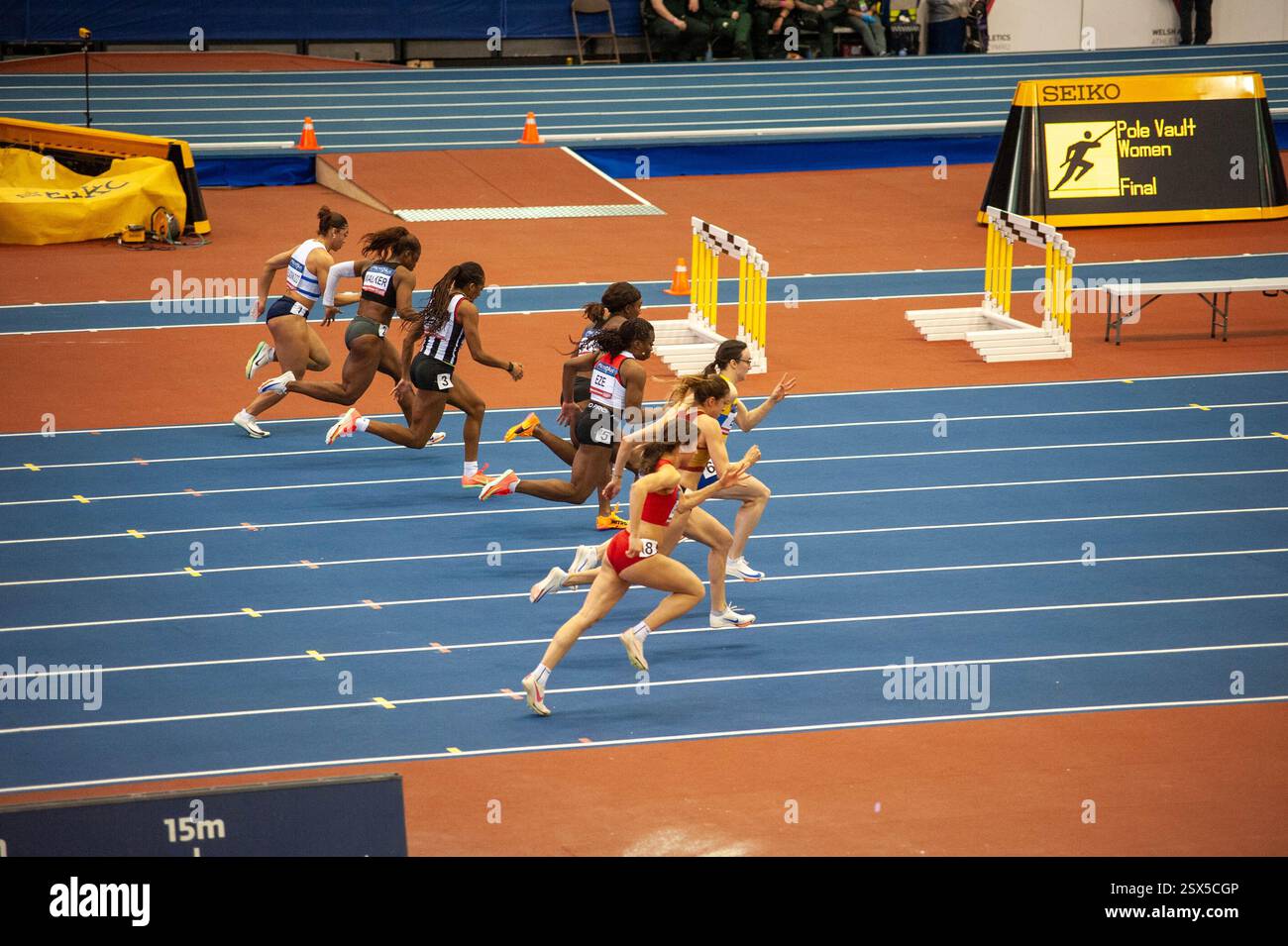 Utilita Arena, Birmingham, England, 22nd February 2025 Semi Final 1 of the 60m. UK Indoor ...