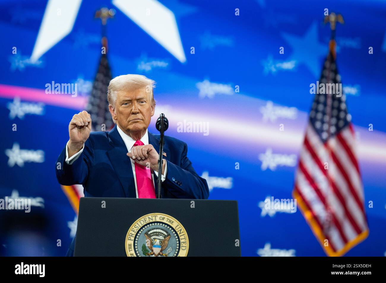 United States President President Donald J Trump speaks at the 2025 ...