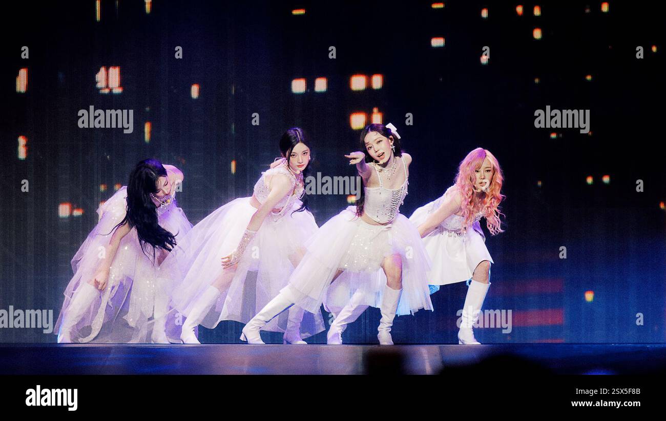 Aespa performs during the SYNK: Parallel Line Live Tour 2025 at Kia L ...