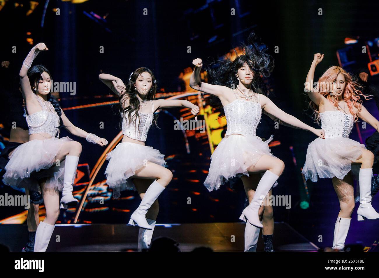 Aespa performs during the SYNK: Parallel Line Live Tour 2025 at Kia L ...